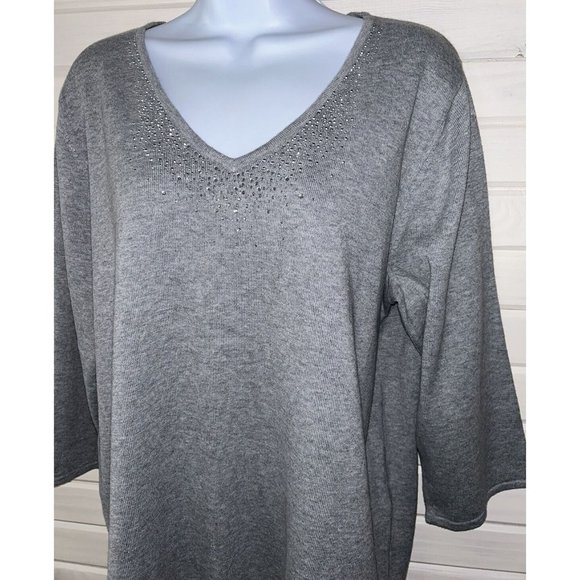 Quacker Factory | Sweaters | Quacker Factory Sz Large Gray Studded ...